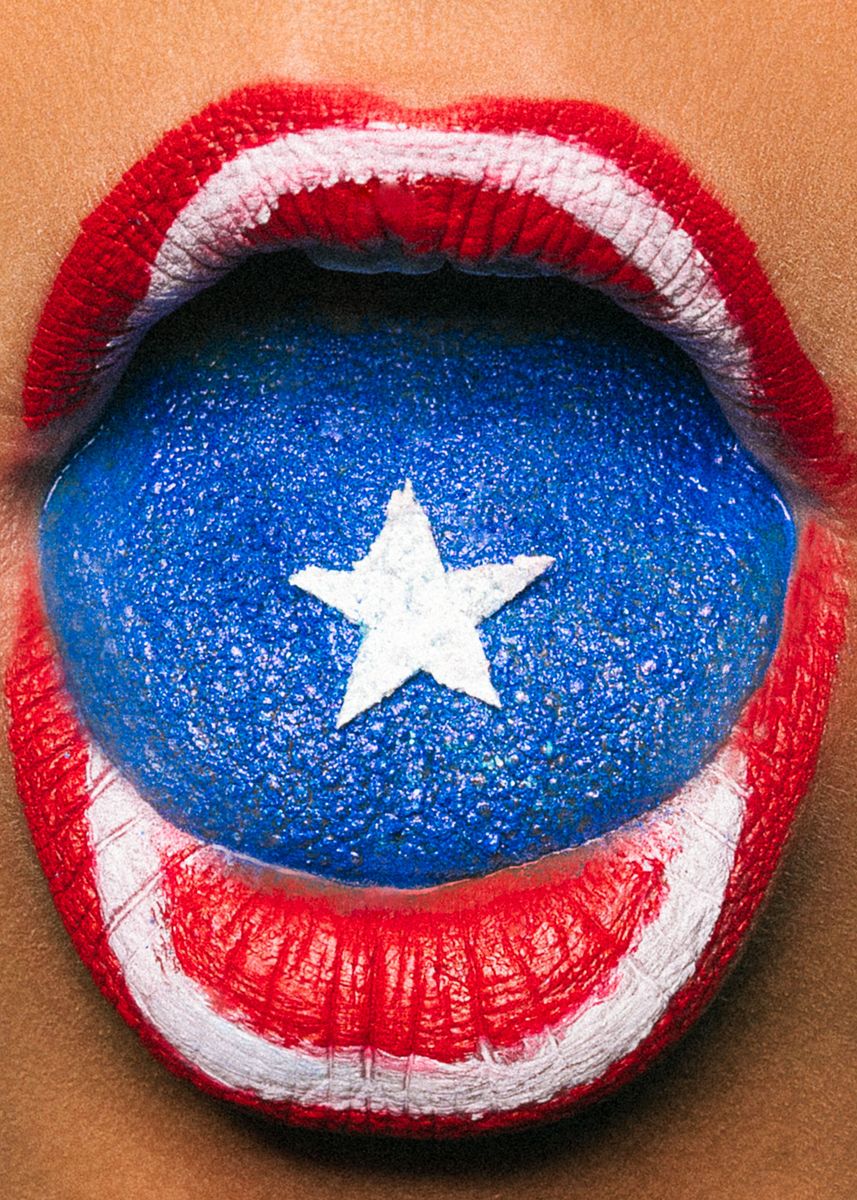 'America lip play' Poster, picture, metal print, paint by Sam Brady ...