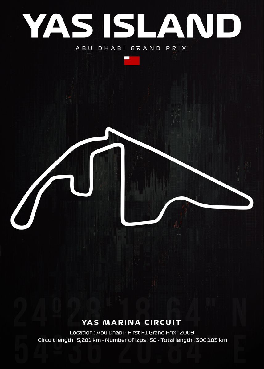 'F1 Yas Island circuit map' Poster, picture, metal print, paint by ...