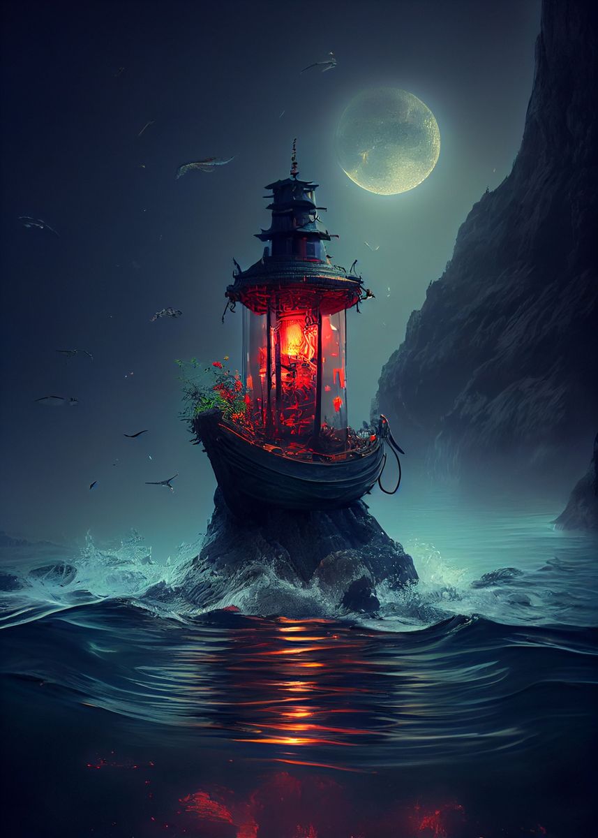 'Floating colored lantern' Poster, picture, metal print, paint by ...