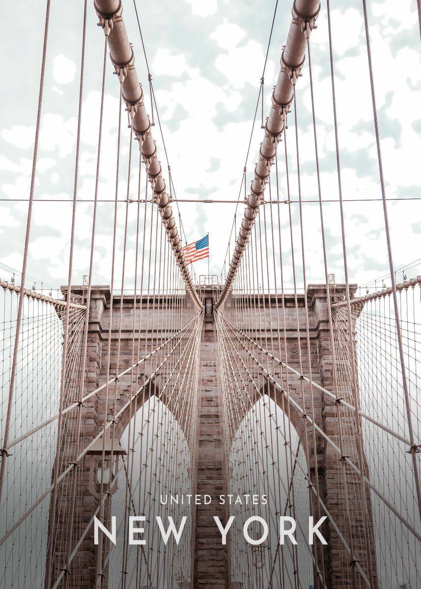 'New york brooklyn bridge' Poster, picture, metal print, paint by ...