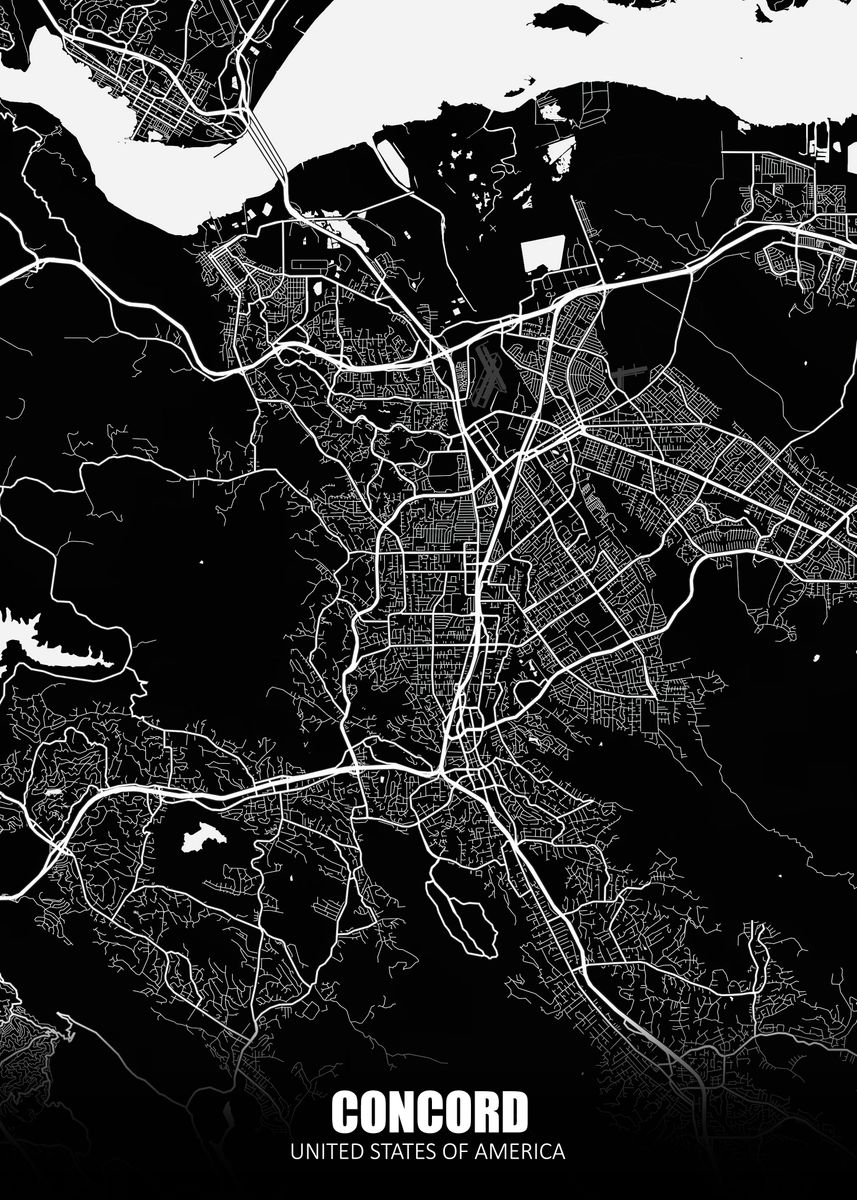 'Concord USA Dark Map' Poster, picture, metal print, paint by Zake ...