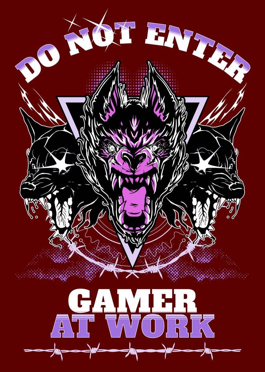 'DO NOT ENTER GAMER AT WORK' Poster, picture, metal print, paint by ...