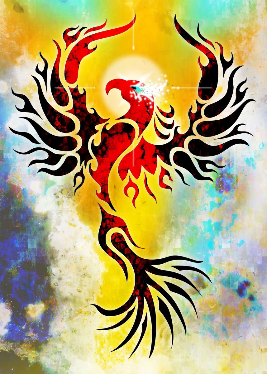 'Retro Phoenix' Poster, picture, metal print, paint by Robert Ball ...