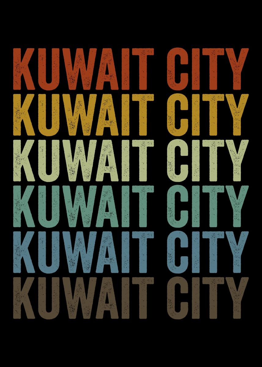 'Kuwait City Kuwait Retro' Poster, picture, metal print, paint by ...