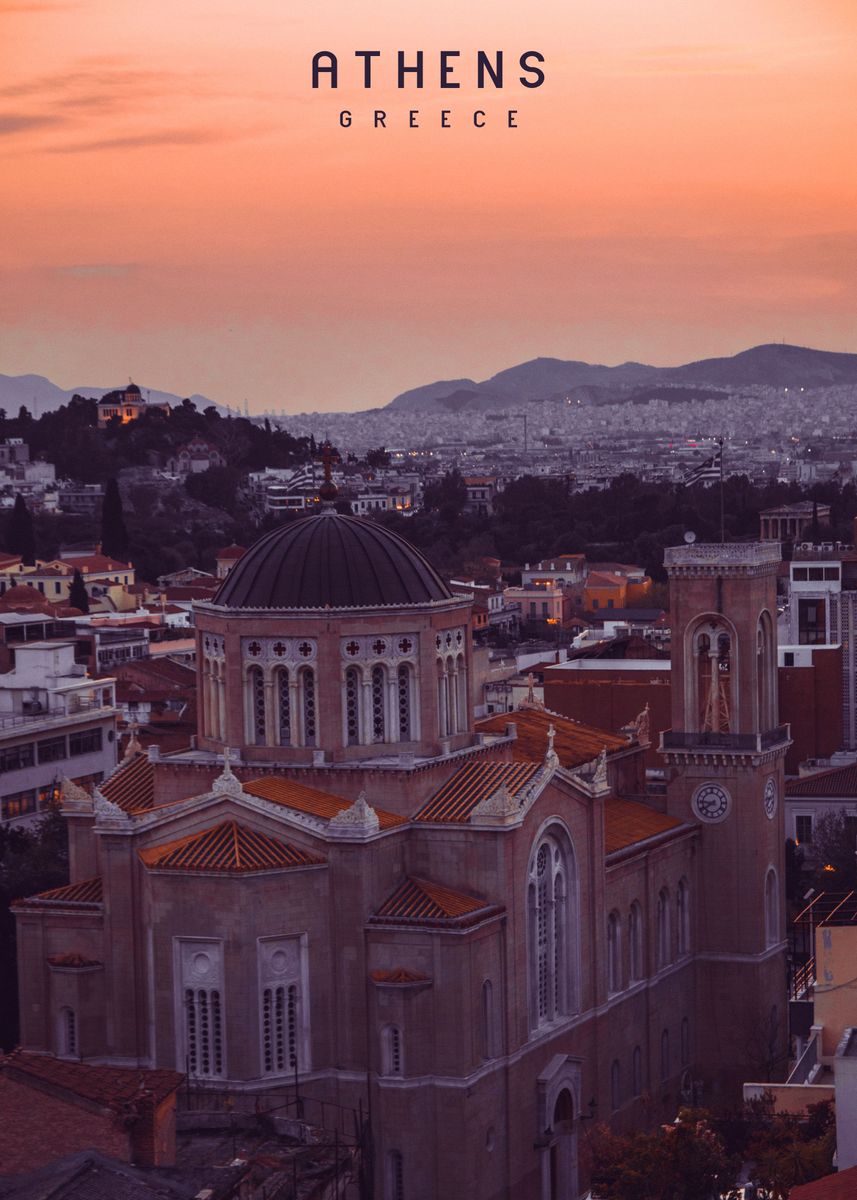 'Athens ' Poster, picture, metal print, paint by Famous City | Displate