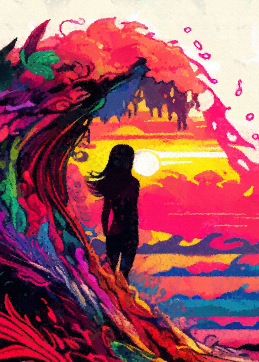 'Surfing time abstract' Poster, picture, metal print, paint by Evgenuy ...