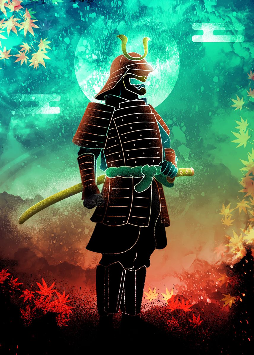 'Soul of the Autumn Samurai' Poster, picture, metal print, paint by ...
