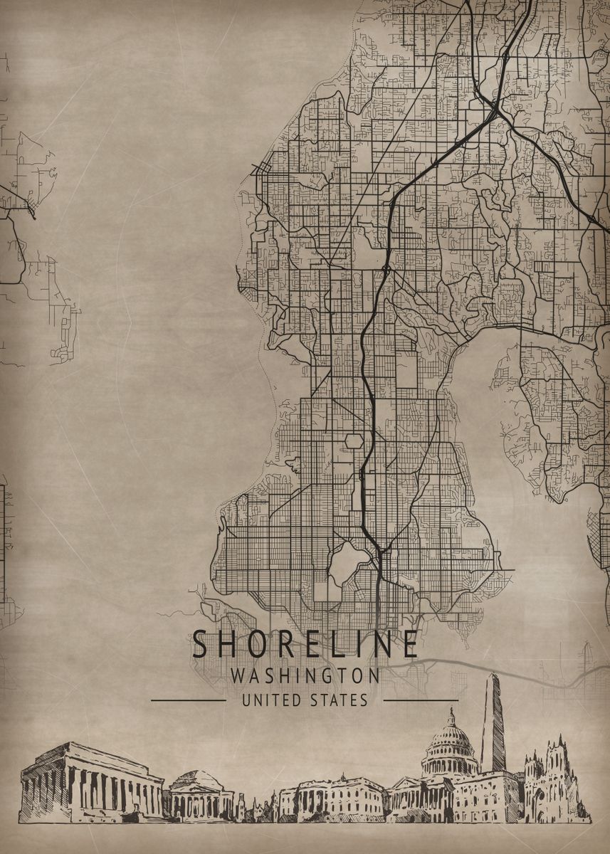 'Shoreline Washington ' Poster, picture, metal print, paint by XandYart ...