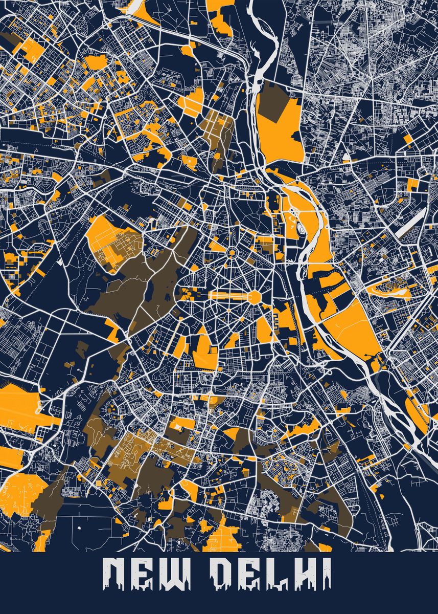 'New Delhi Map' Poster, picture, metal print, paint by Mccyle Khan ...