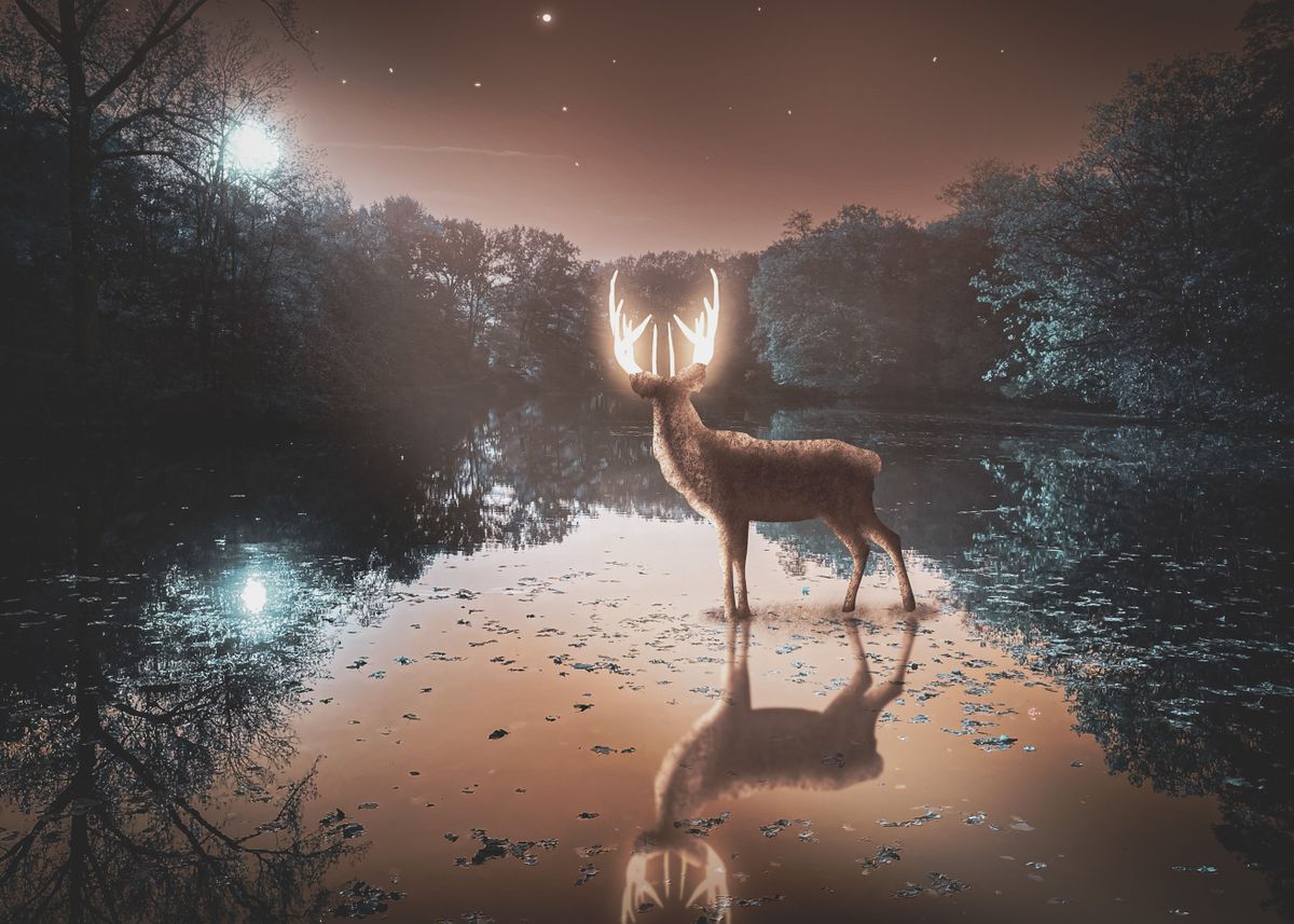 'deer in the night' Poster by Marvel | Displate