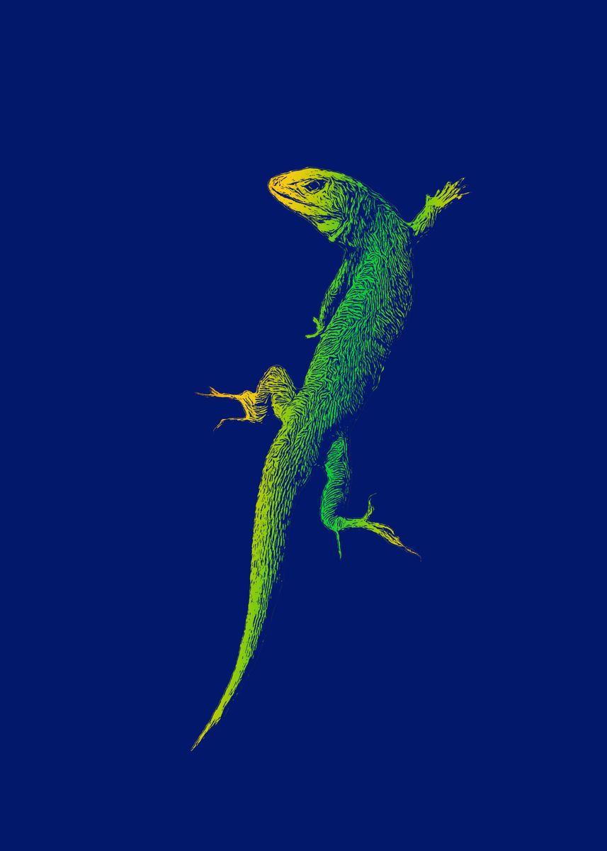 'Lizard' Poster, picture, metal print, paint by Gyula Gvardián | Displate