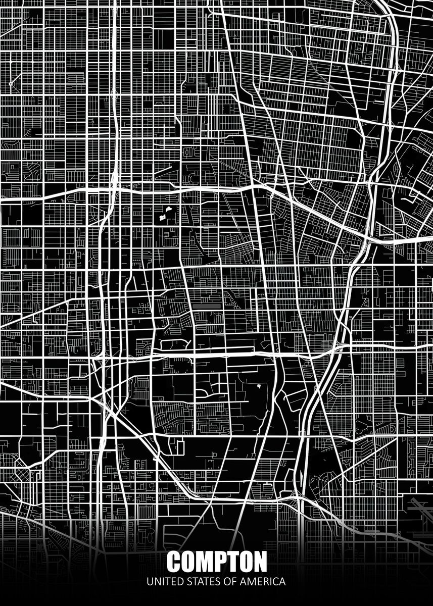 'Compton USA Dark Map' Poster, picture, metal print, paint by Zake ...