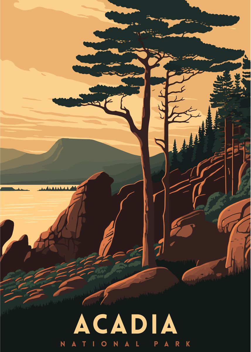 'Acadia National Park' Poster, picture, metal print, paint by InkN ...