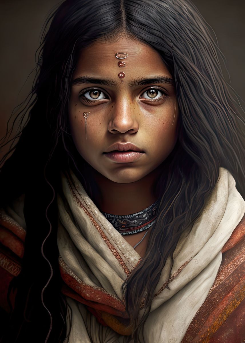 'Girl in rags' Poster, picture, metal print, paint by Anamitra | Displate