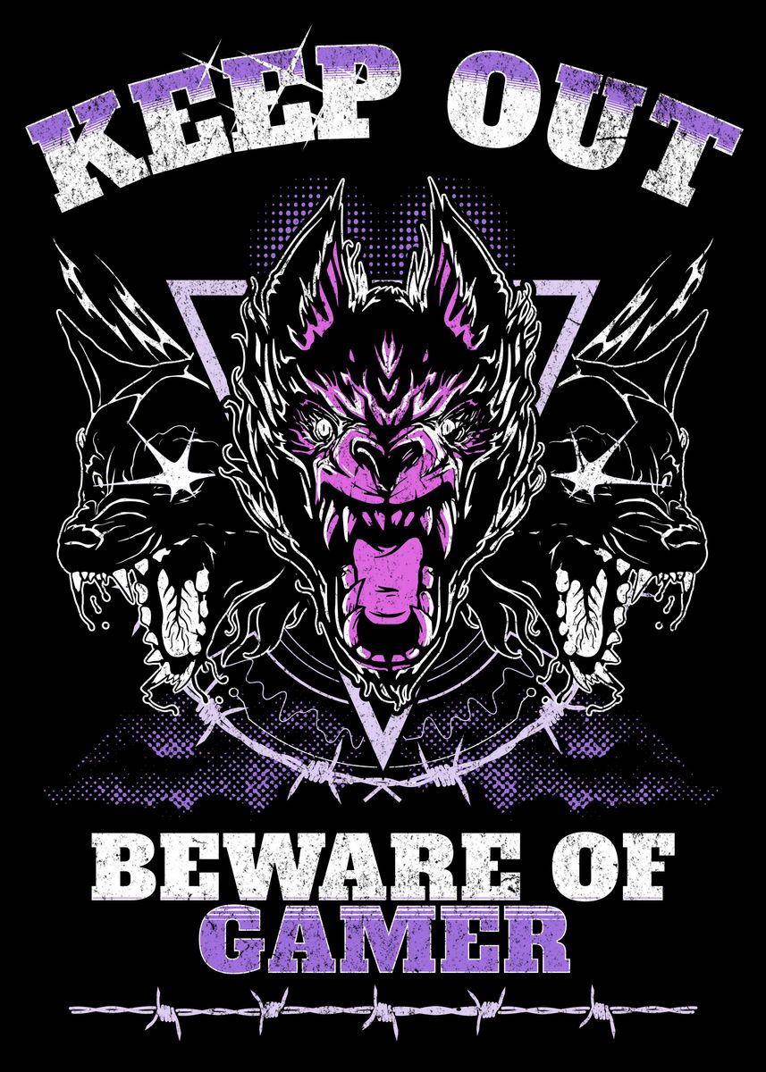 'BEWARE OF GAMER' Poster, picture, metal print, paint by Atomic Chinook ...