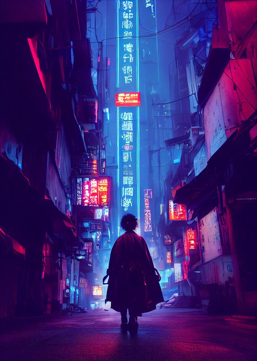 'Cyberpunk Night in Tokyo' Poster, picture, metal print, paint by Lana ...