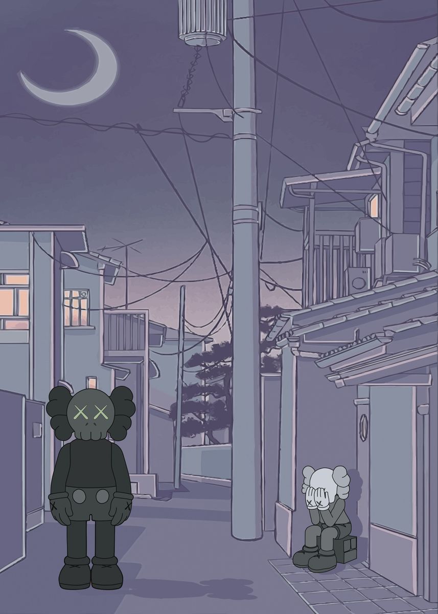 'kaws weird night' Poster, picture, metal print, paint by Pen Demic ...