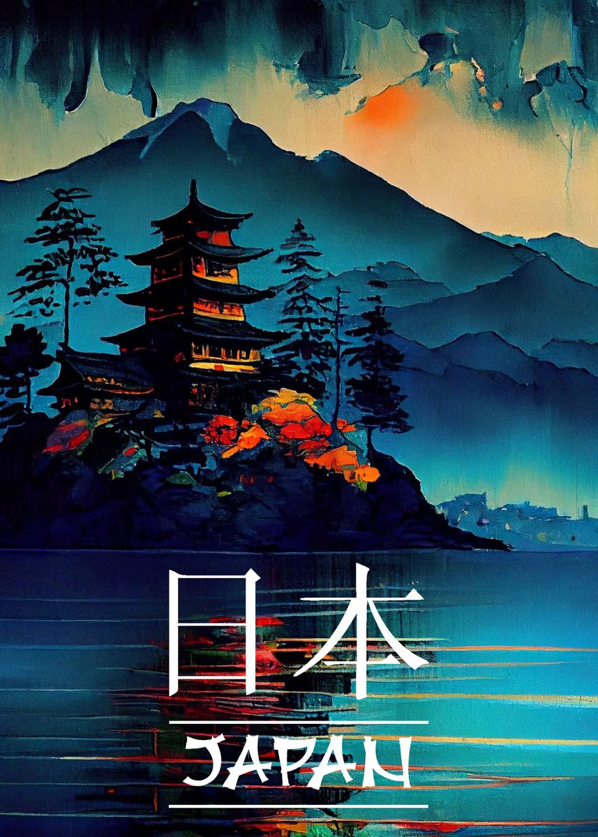 'Japanese Travel Poster' Poster, picture, metal print, paint by ...