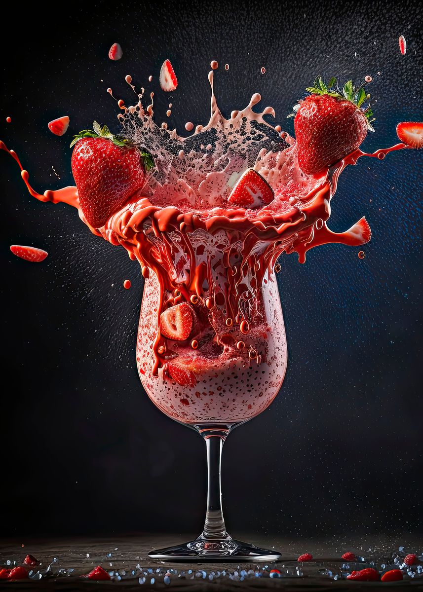 'Strawberry Infuse Daiquiri' Poster, picture, metal print, paint by ...
