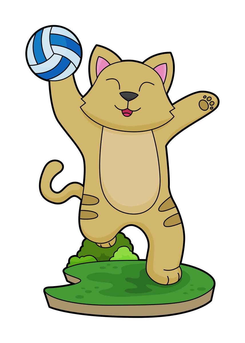 'Cat Volleyball Sports' Poster, picture, metal print, paint by Markus ...