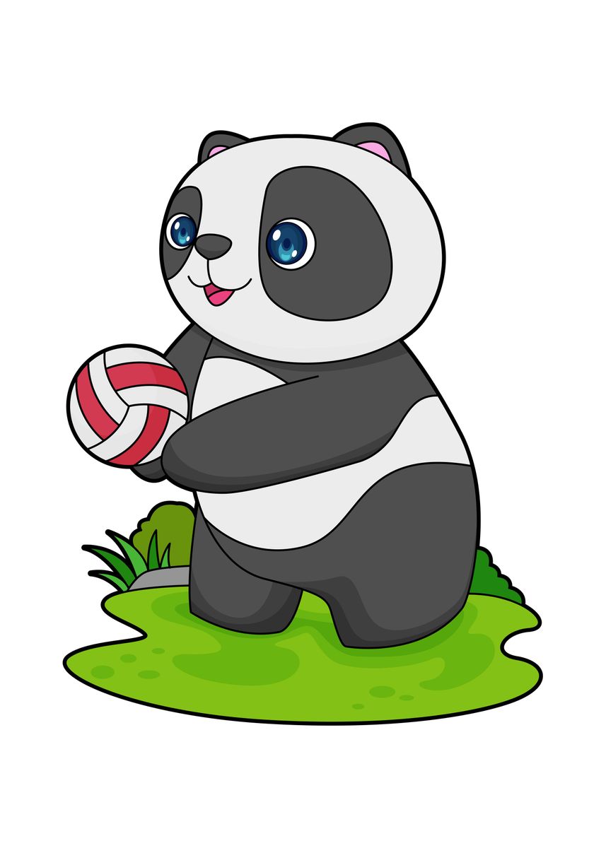 'Panda Volleyball Sports' Poster, picture, metal print, paint by Markus ...