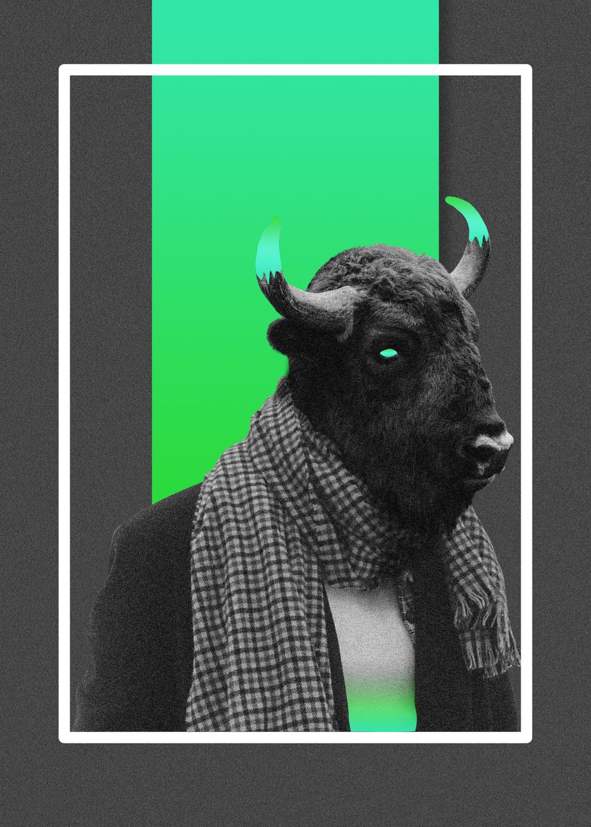 'Sire Bison' Poster, picture, metal print, paint by Adiodec Art | Displate