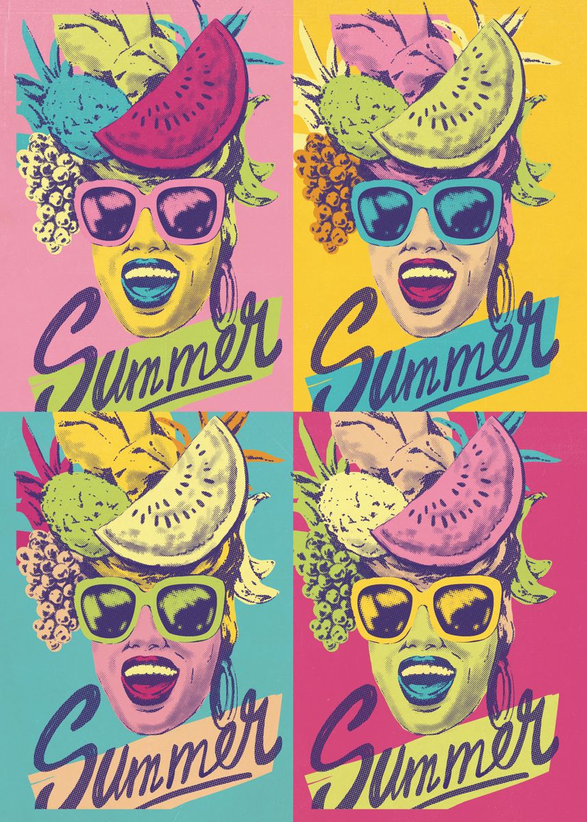 'Summer Pop Art Girls' Poster, picture, metal print, paint by ...
