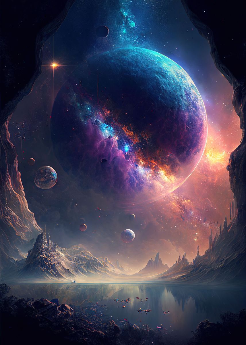 'Colors of Space Planet' Poster, picture, metal print, paint by Enzaro ...