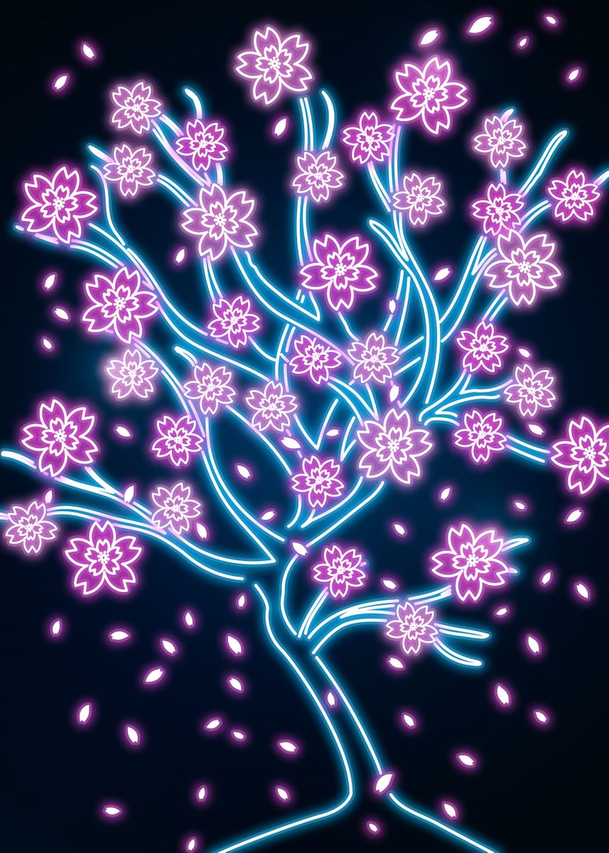 'Retro Sakura Tree' Poster, picture, metal print, paint by Donnie ...