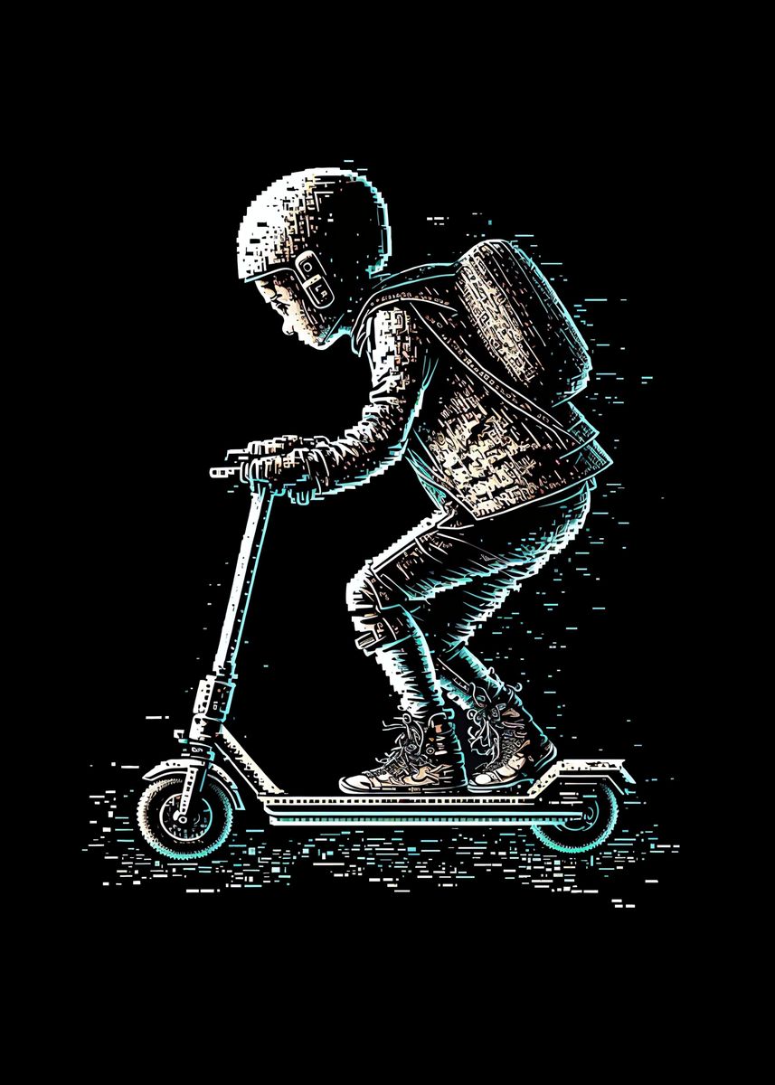 'Stuntscooter im ASCII' Poster, picture, metal print, paint by Lion ...