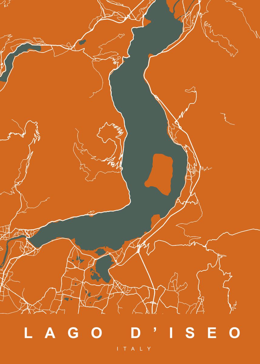 'LAGO D ISEO ITALY' Poster, picture, metal print, paint by UrbanMaps ...