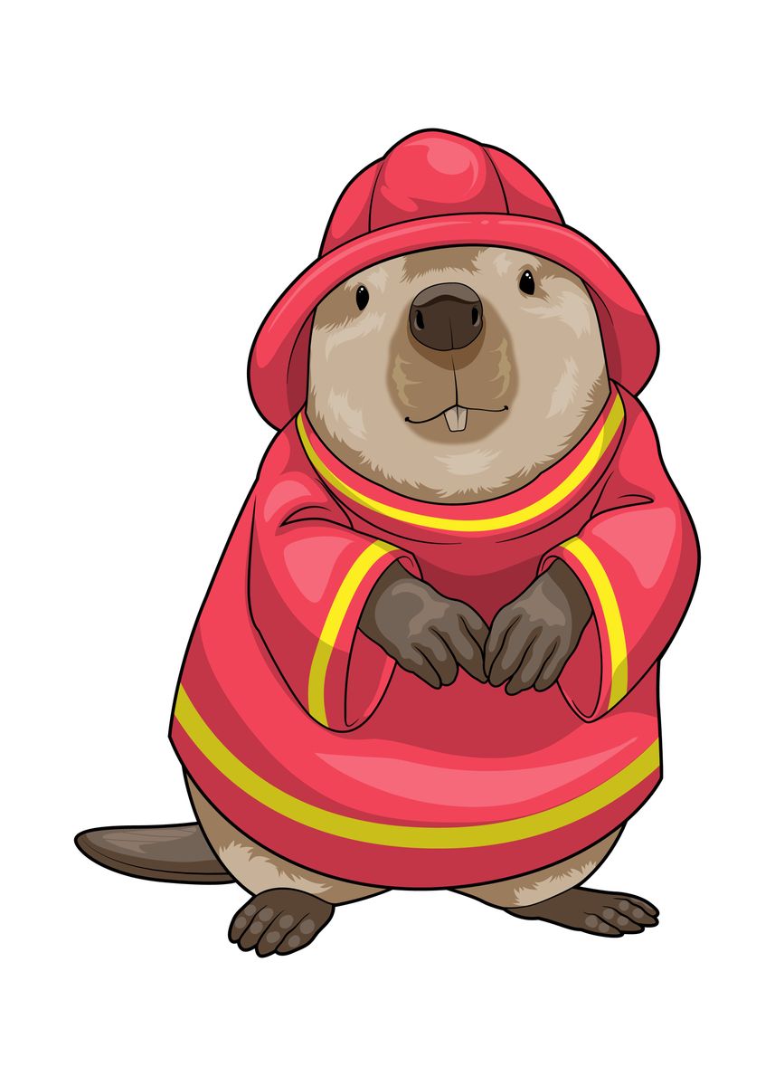 'Beaver Firefighter' Poster, picture, metal print, paint by Markus ...