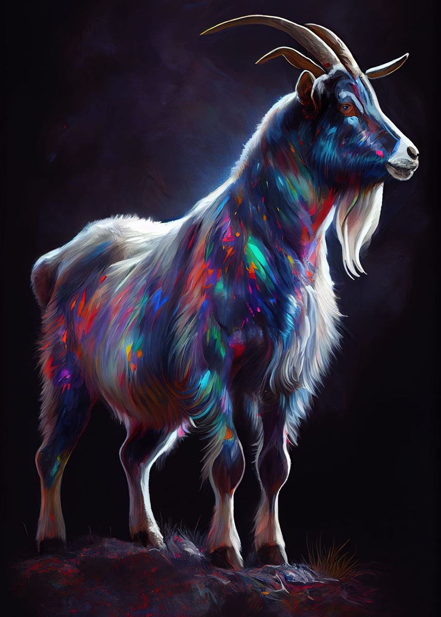 'Farm Goat Oil Paint' Poster, picture, metal print, paint by Alexandru ...