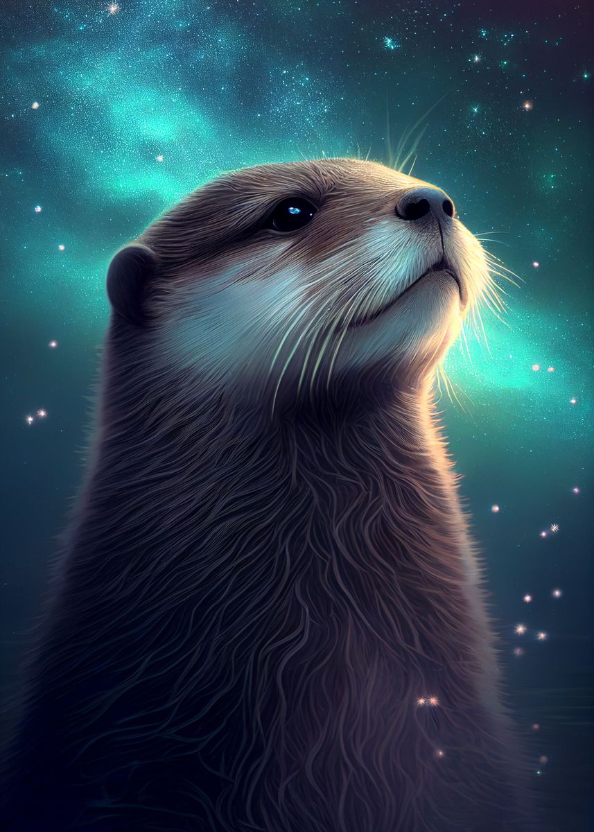 'Otter Galaxy Animal' Poster, picture, metal print, paint by ...