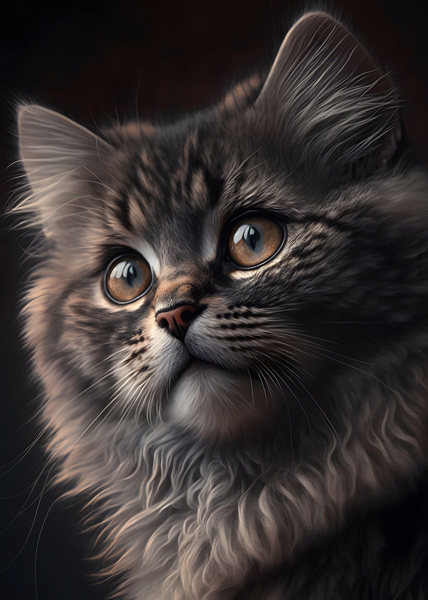 'Cute Cat Portrait' Poster by David Godbehere | Displate