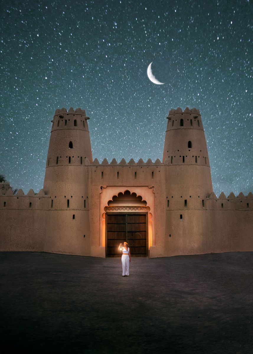 'Desert fort at nighttime' Poster, picture, metal print, paint by Tim ...