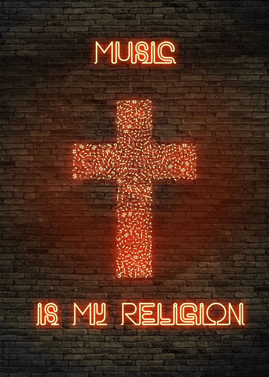 'MUSIC IS MY RELIGION' Poster, picture, metal print, paint by ...