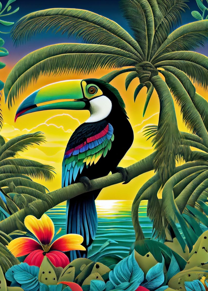 'Keel Billed Toucan ' Poster, picture, metal print, paint by Steel ...