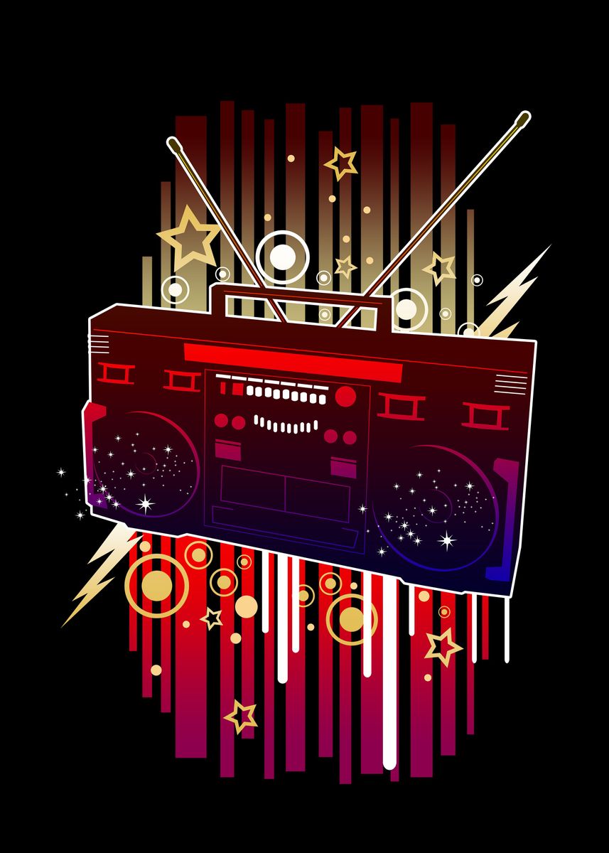 'Boombox Blast' Poster, picture, metal print, paint by Adamzworld ...