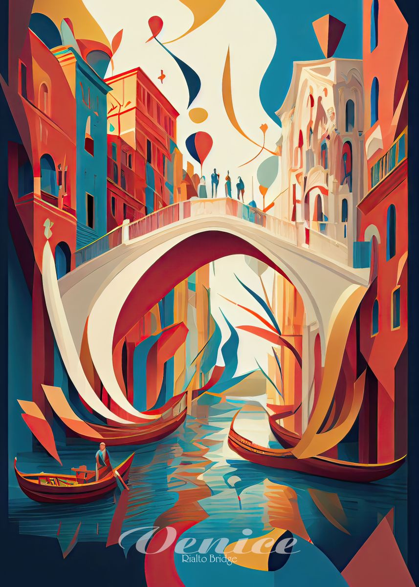 'Venice RIALTO BRIDGE Italy' Poster, picture, metal print, paint by ...