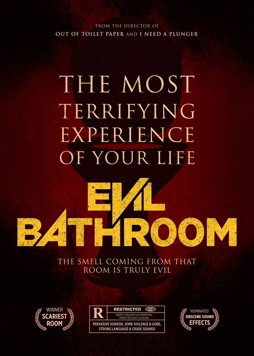 'Funny Evil Bathroom Horror' Poster, picture, metal print, paint by ...