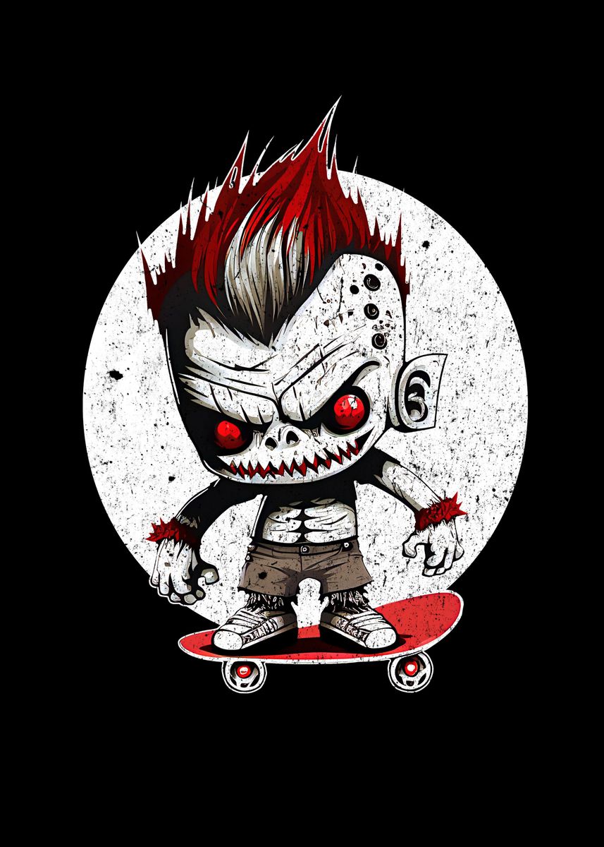 'Skateboard Monster ' Poster, picture, metal print, paint by Lion Löwe ...