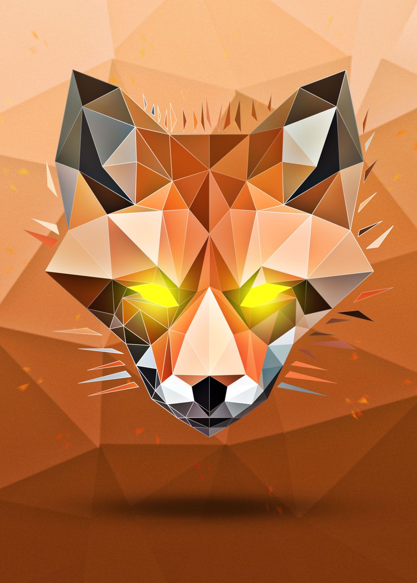 'Geometric fox face' Poster, picture, metal print, paint by Jackson ...