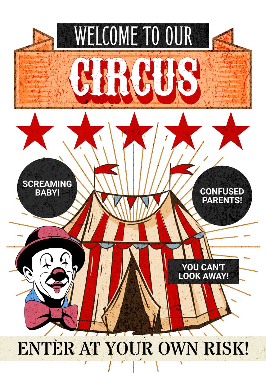'WELCOME CIRCUS CLOWN' Poster, picture, metal print, paint by Atomic ...
