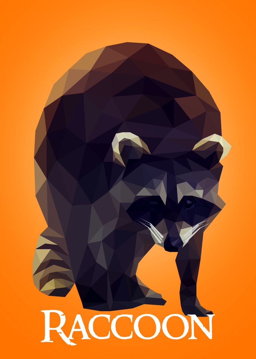 'Raccoon' Poster, picture, metal print, paint by Dare Neil | Displate