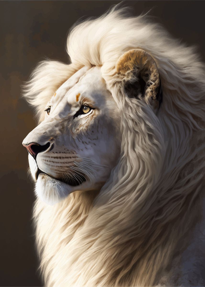 'White Lion' Poster, picture, metal print, paint by Monika Bürger | Displate