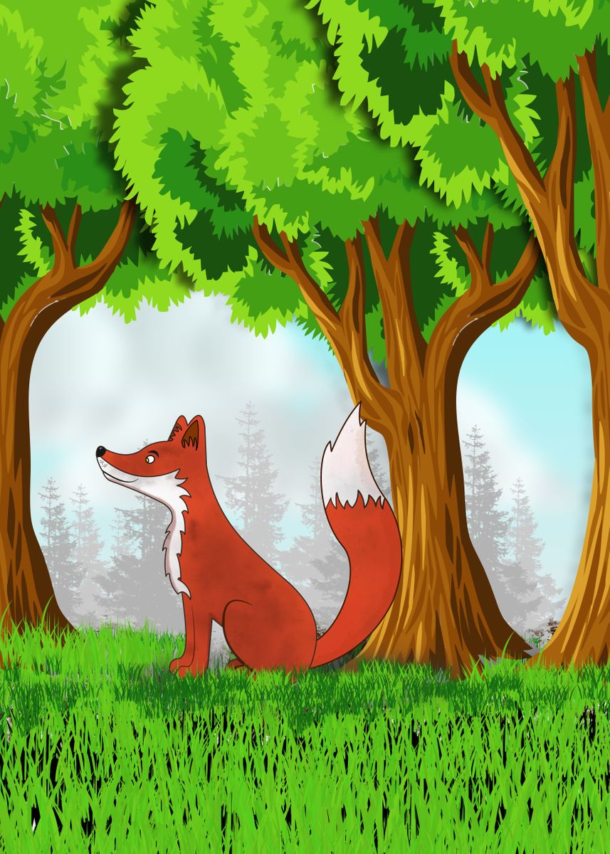 'Finn the Fox' Poster, picture, metal print, paint by Arts and Minds ...