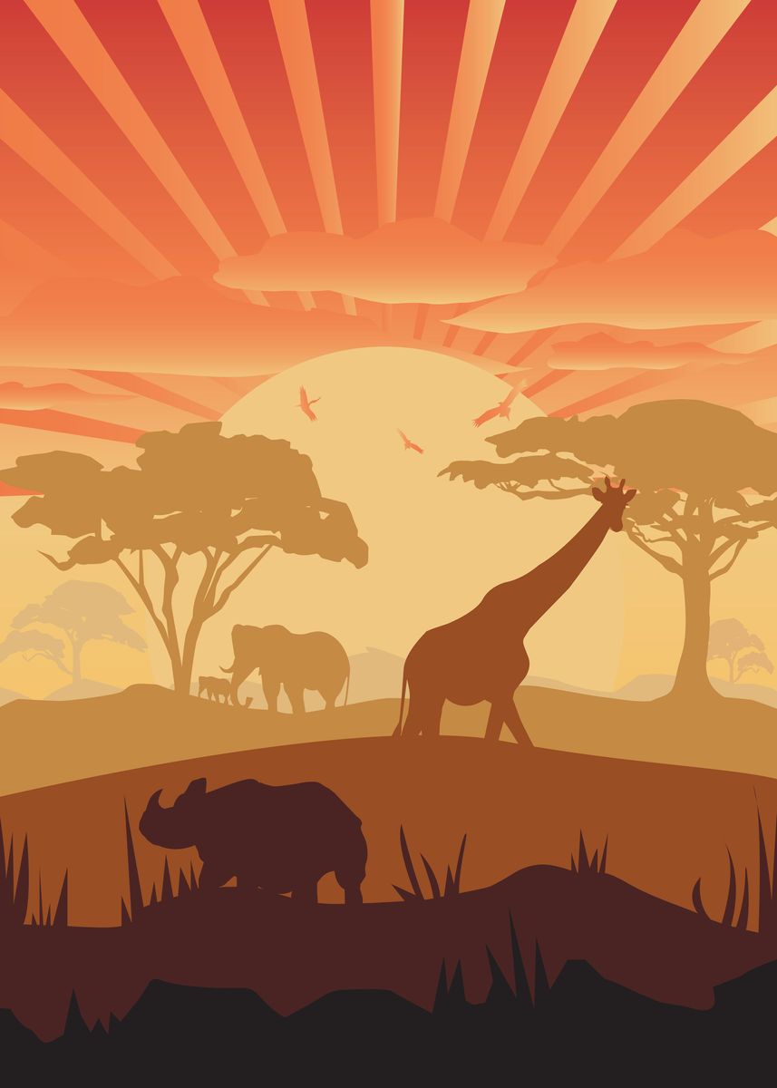 'In The Safari' Poster, picture, metal print, paint by Adamzworld ...