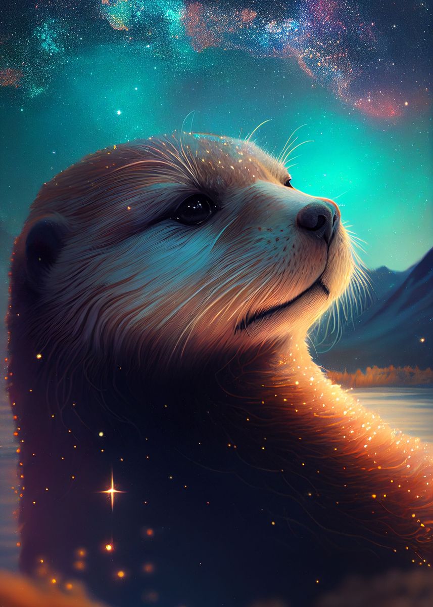 'Otter Galaxy' Poster, picture, metal print, paint by DecoyDesign ...