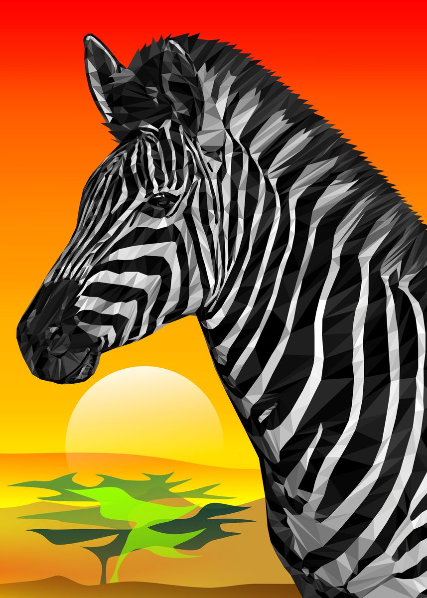 'Zebra' Poster, picture, metal print, paint by Marcos Borges | Displate